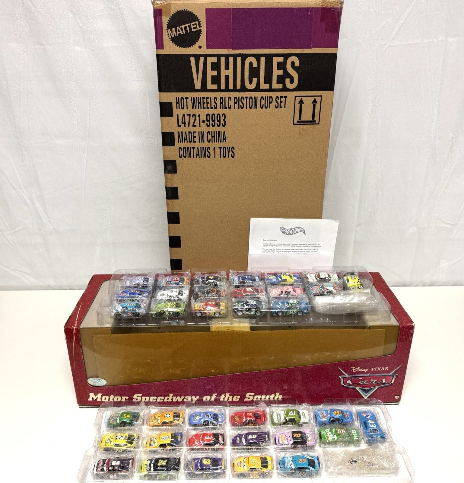 Disney Pixar Cars RLC MOTOR SPEEDWAY OF THE SOUTH SET APPLE CAR 1/1000 ...